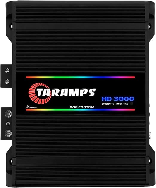 Amazon.com: Taramps HD 3000 1 Ohm Black RGB 1 Channel Amplifier 3000 ...