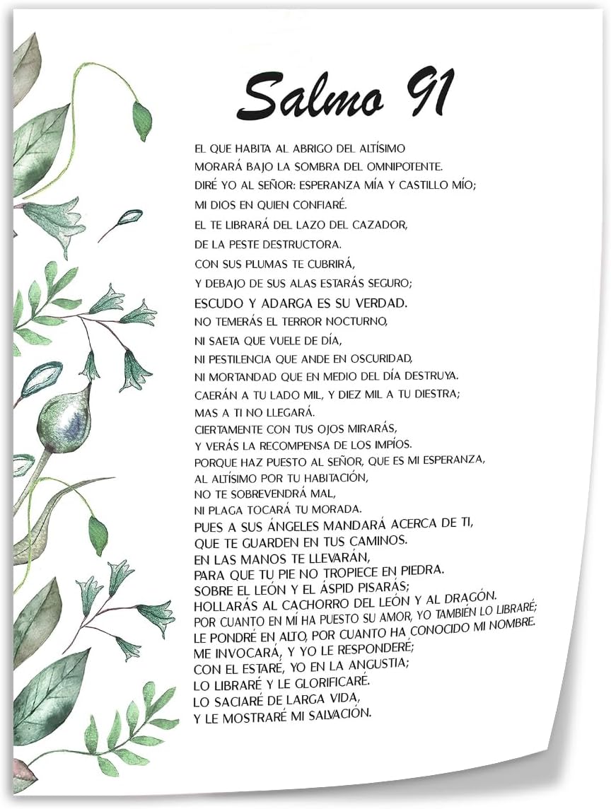 Amazon.com: Salmo 91 En Español Para Pared Poster Cuadros Para ...