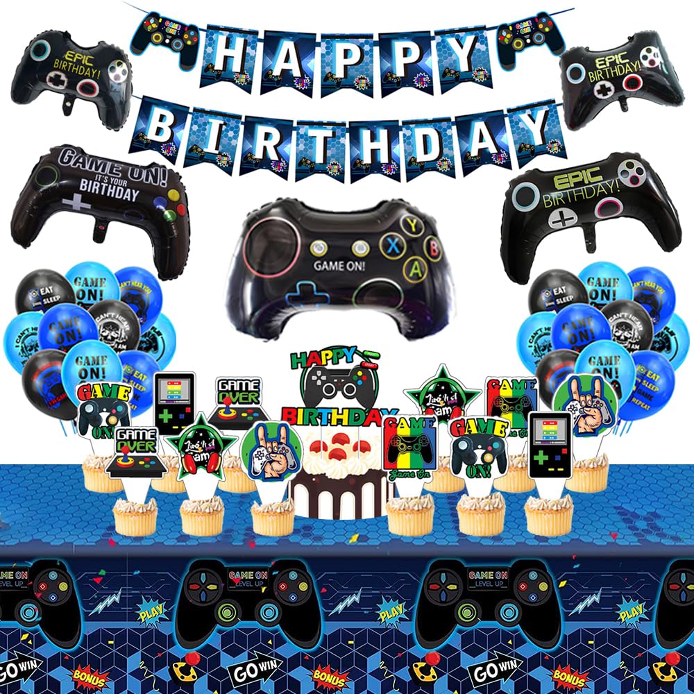 CXRYLZ Video Games Party Decorations, Gamer Birthday Decorations Gaming ...