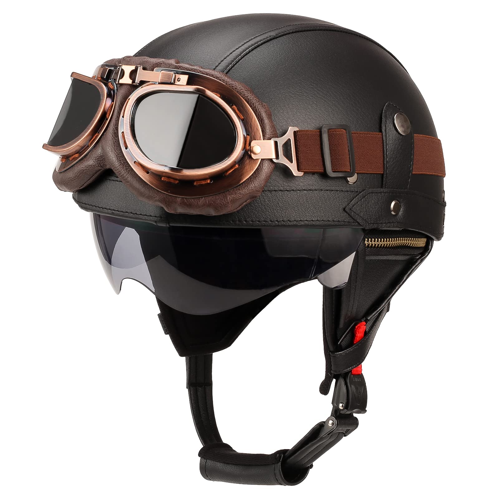 Snapklik.com : German Style Leather Motorcycle Half Helmet For Adults ...