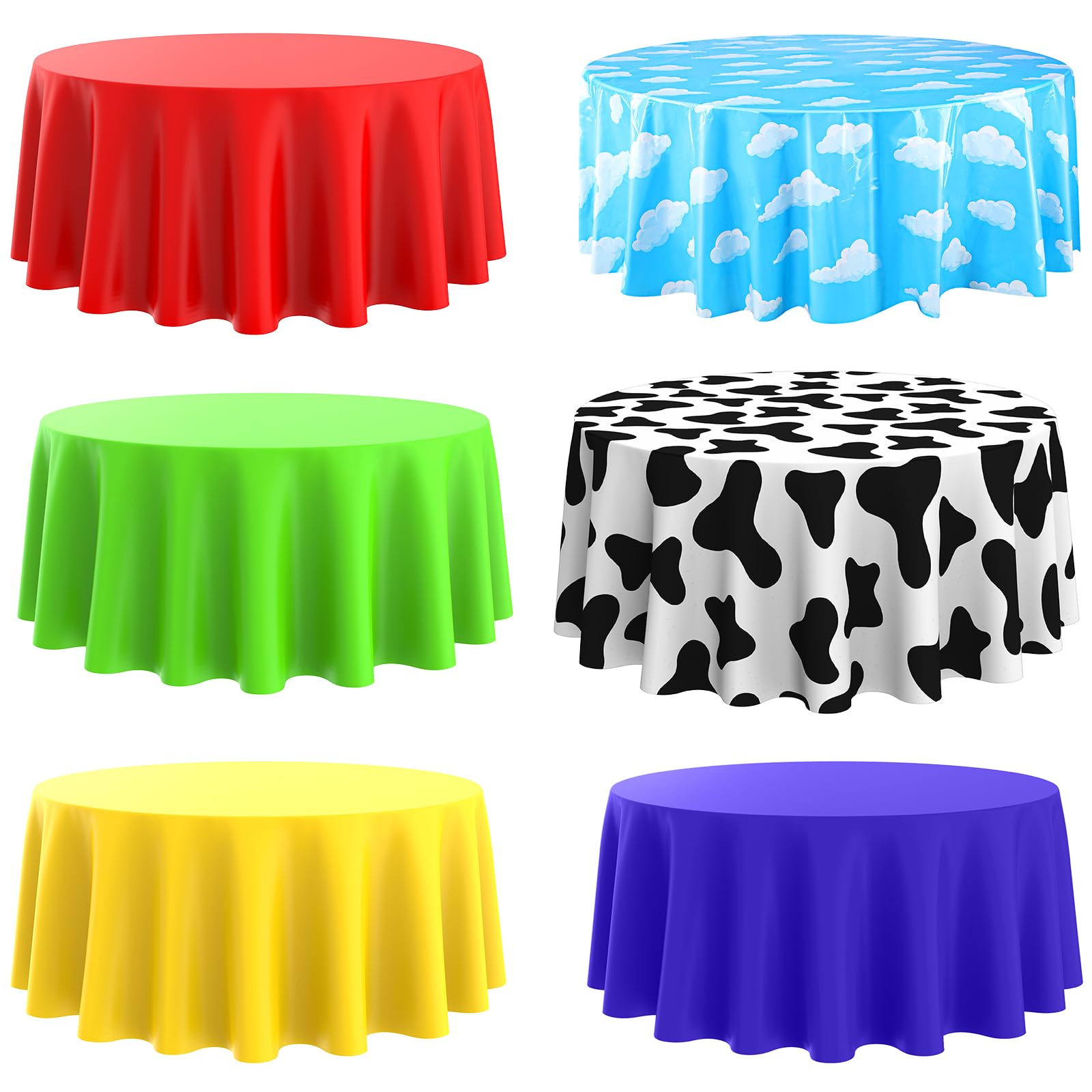 Amazon.com: Kinlop 6 Pieces Round Tablecloth 84 Inch Cloud Tablecloth ...