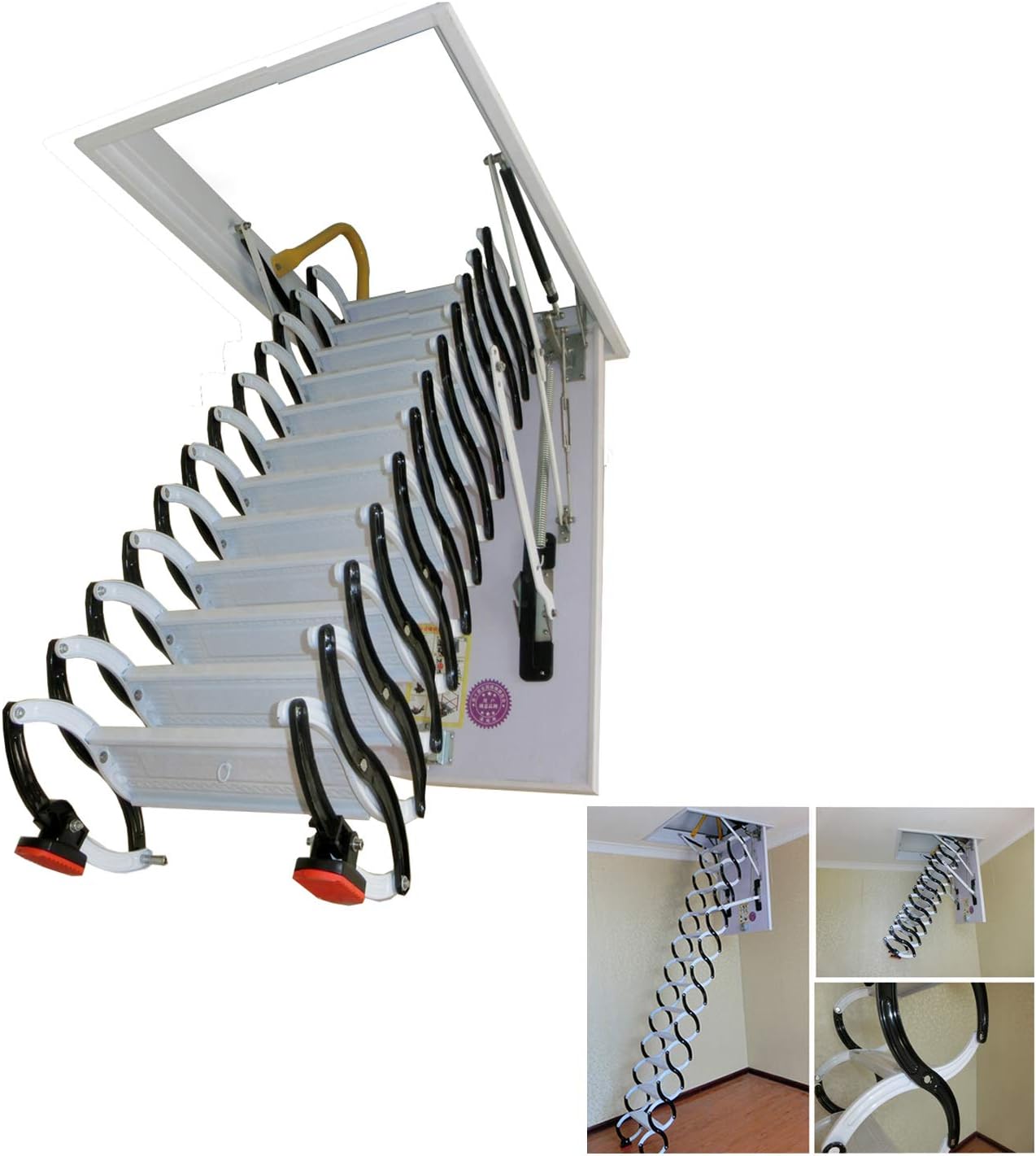 INTSUPERMAI Attic Ceiling Ladder Black Loft Wall Ladder Stairs with ...