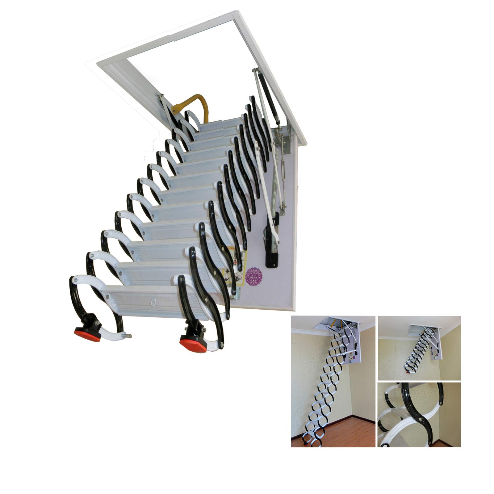 Buy INTSUPERMAI Attic Ceiling Ladder Black Loft Wall Ladder Stairs with ...