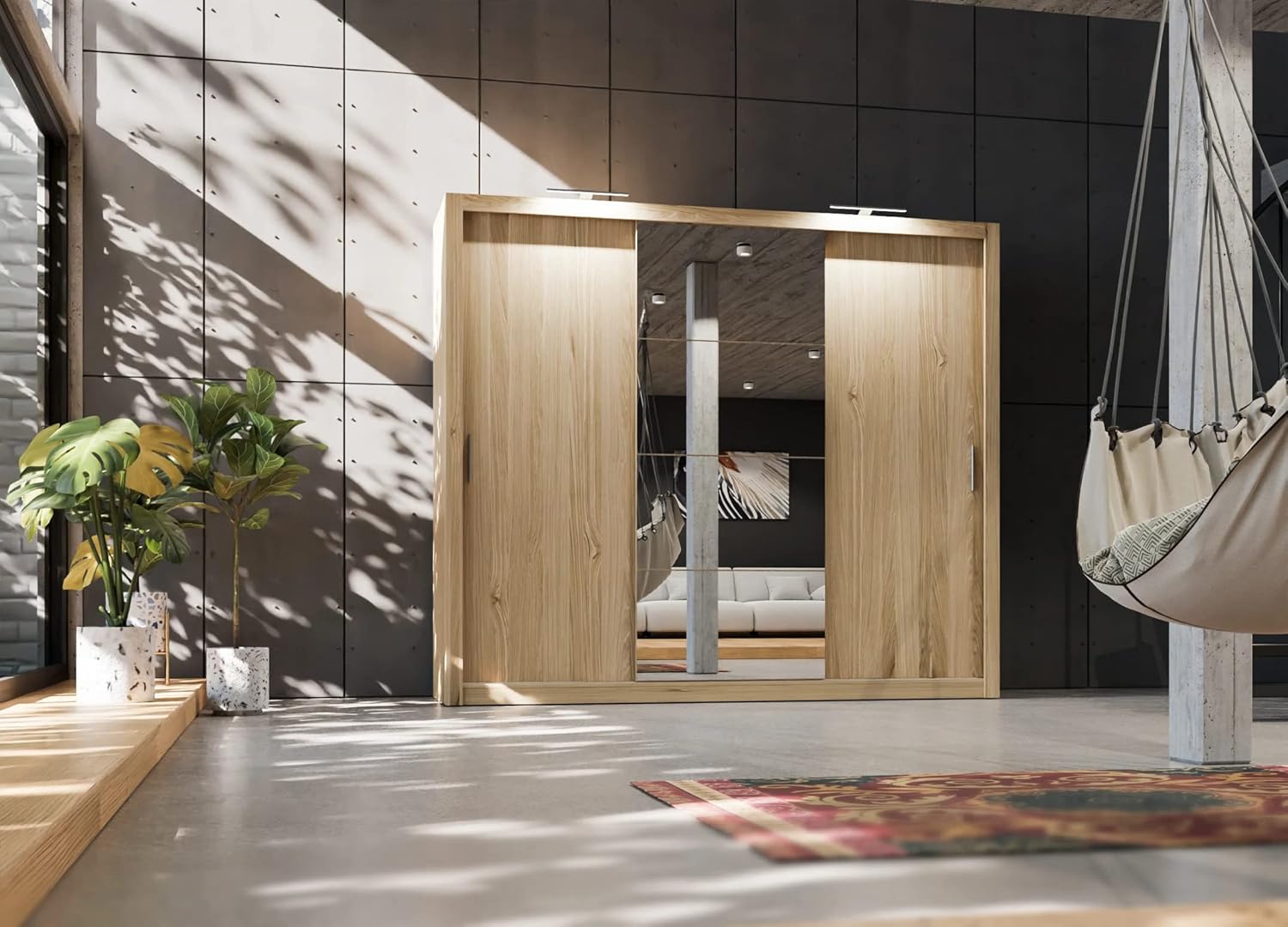 Instrument CLEO1 Large Modern Mirrored Wardrobe with 3 Sliding doors ...