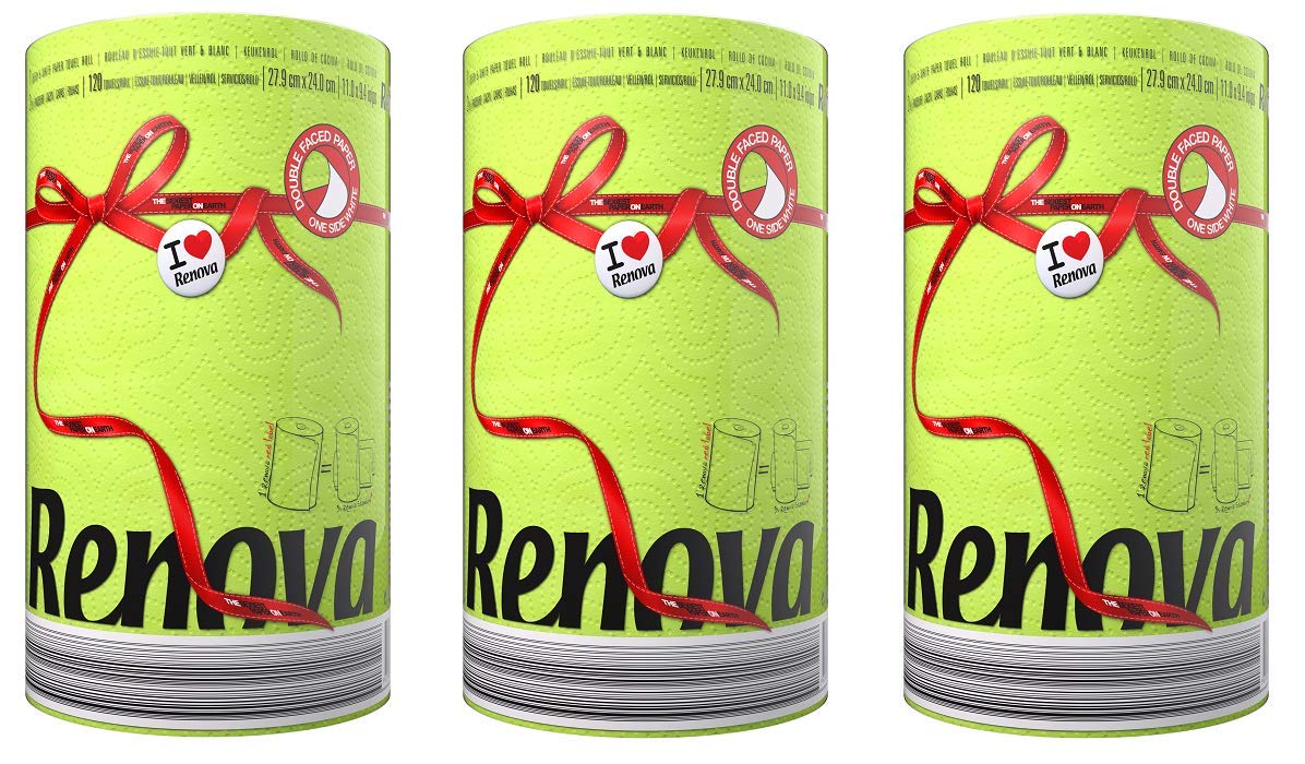 Renova Paper Kitchen Roll - 2 Ply,Green Paper Towels, Pack of 3, Double ...
