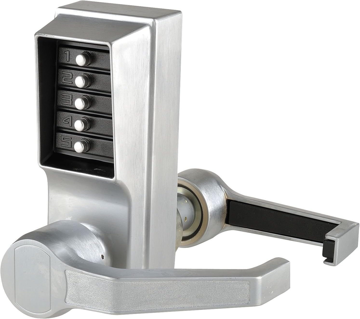 Kaba LR-1011-26D-41 Push Button Lock, Entry, Satin Chrome - Door Levers ...