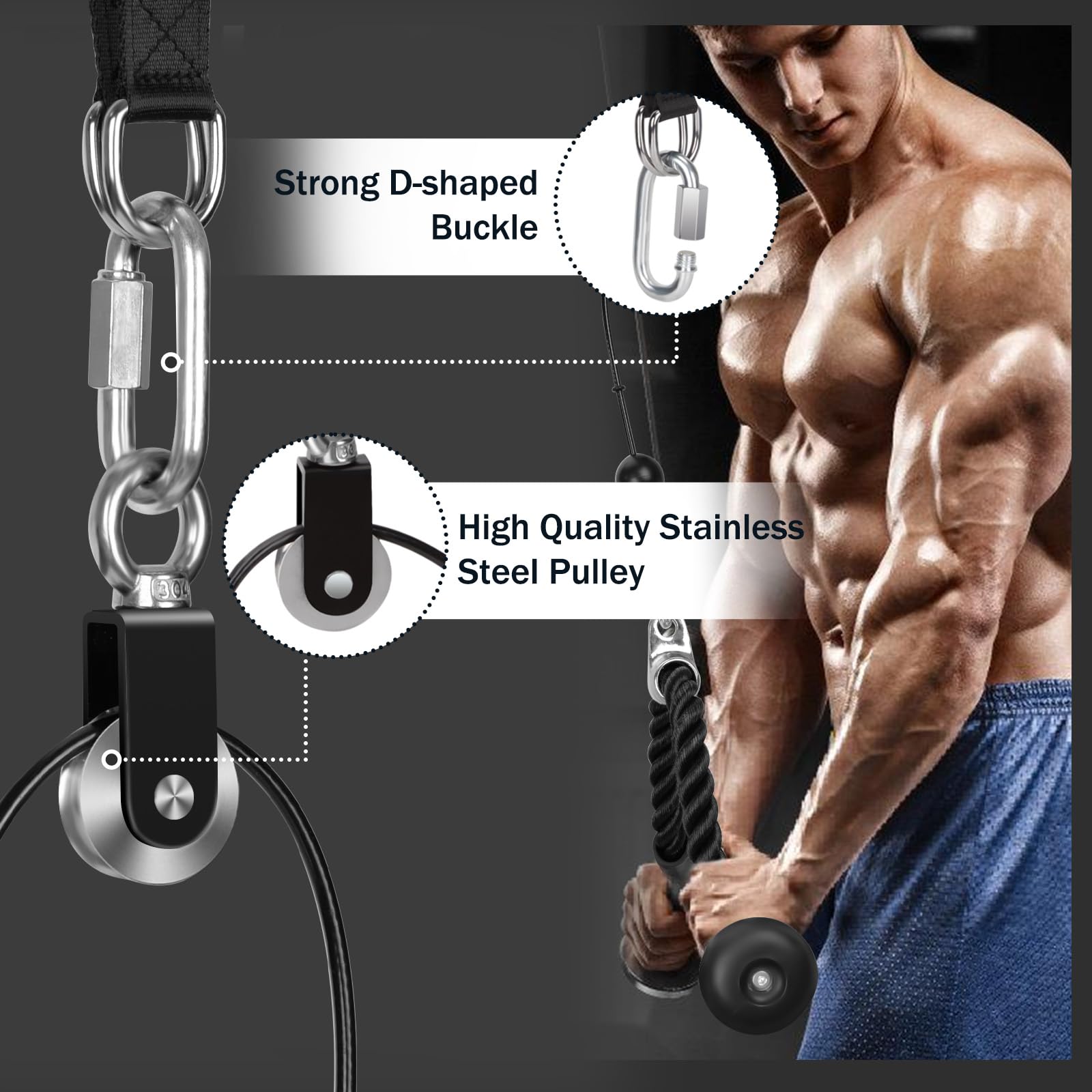 Snapklik.com : Hikeen Adjustable Length Fitness Tricep Pulley Cable ...