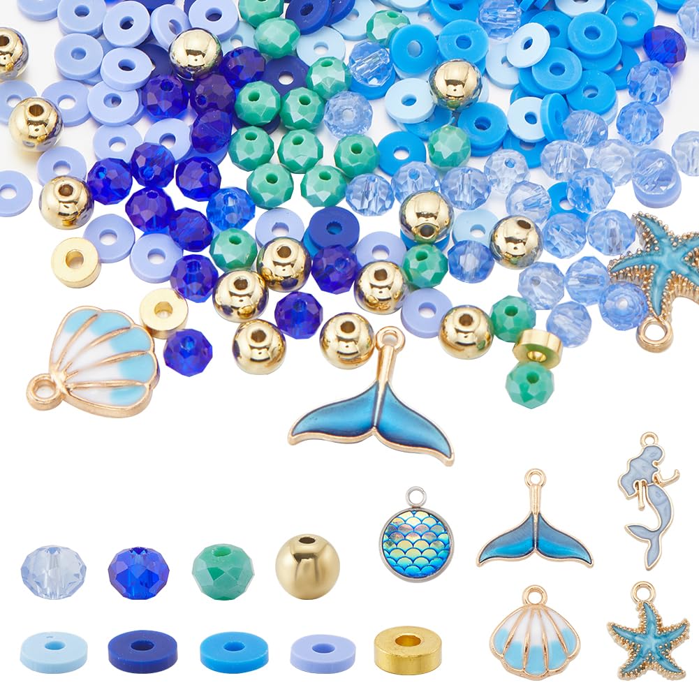 Amazon.com: SUNNYCLUE 1 Box About 800Pcs Sea Blue Polymer Clay Beads Kits Ocean Beads Summer ...