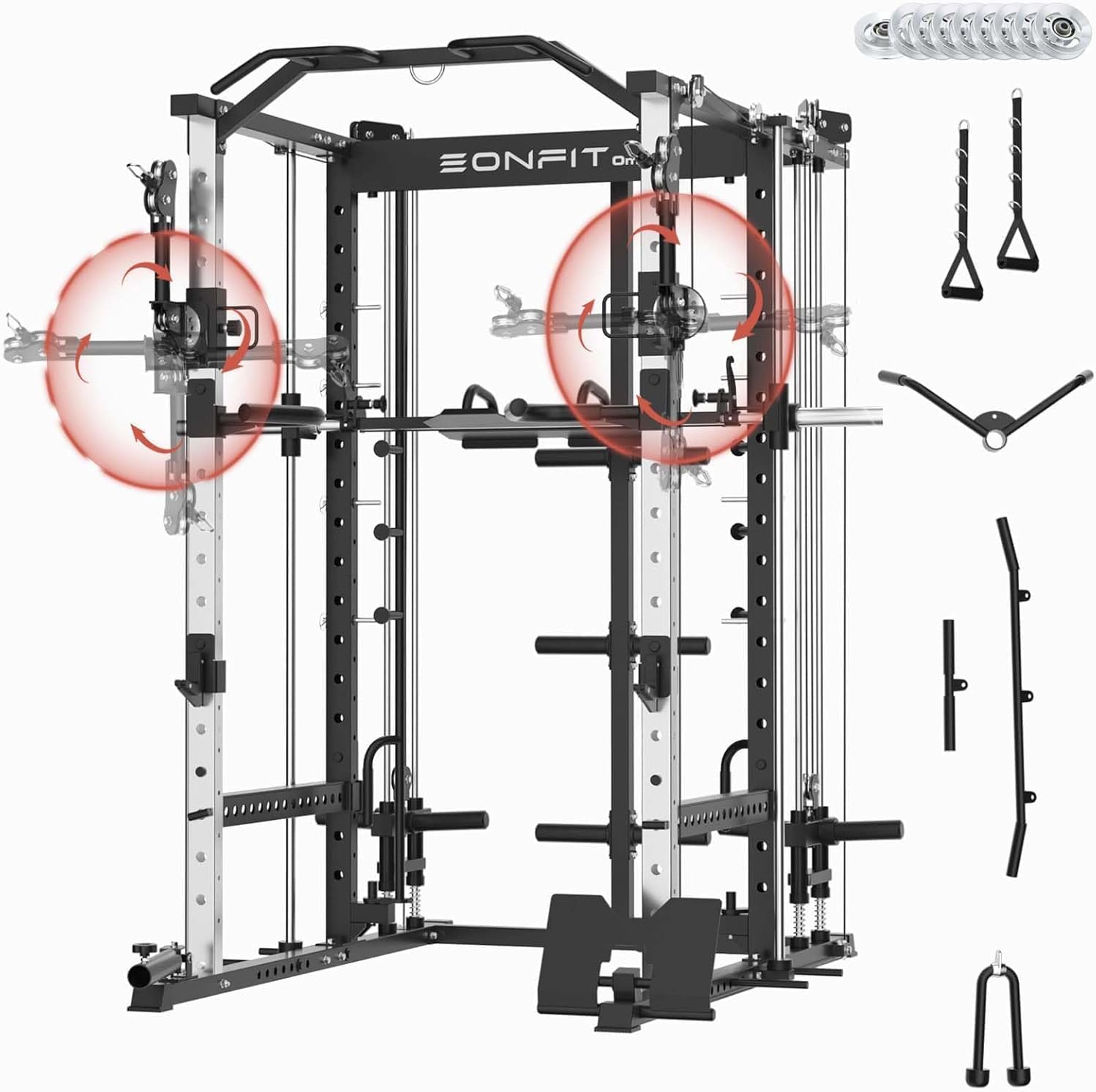 Amazon.com: Eonfitomni Smith Machine Power Rack with Cable Crossover ...