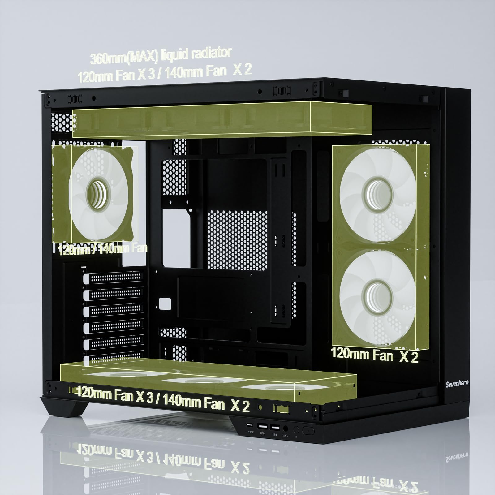 Case Pc Gaming FOIFKIN F600 PC Case - Pre-Installed 7 PWM ARGB Fan, ATX ...