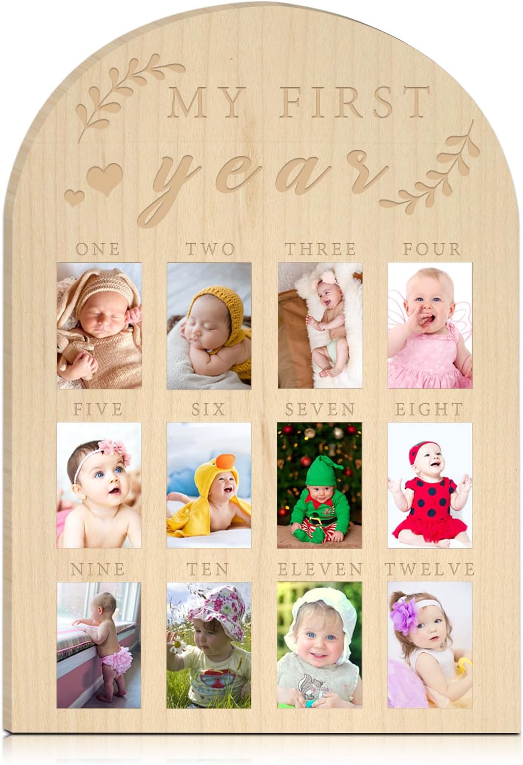 ORIGACH My First Year Baby Growth Photo Display Wood Board - 12 Months ...