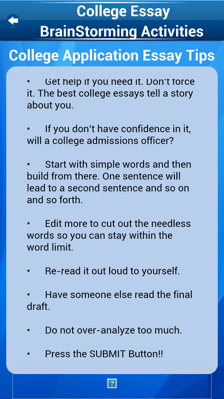 College Essay BrainStorming Activities App - App on Amazon Appstore