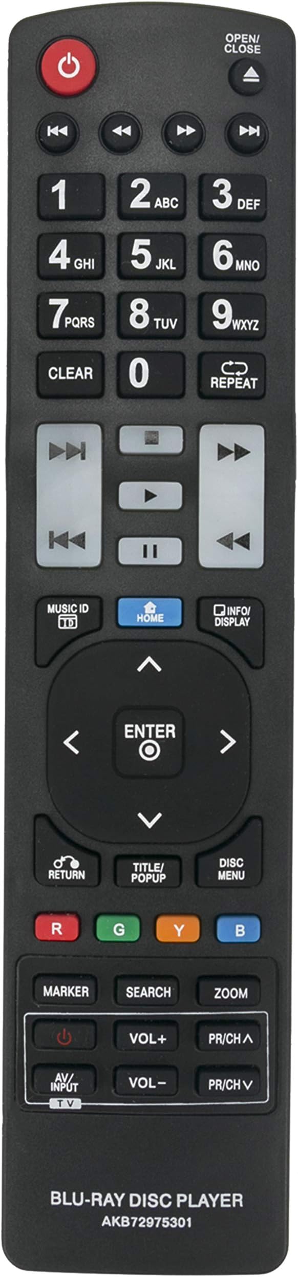 Amazon.com: AKB72975301 Replaced Remote Fit for LG Network Blu-ray Disc ...