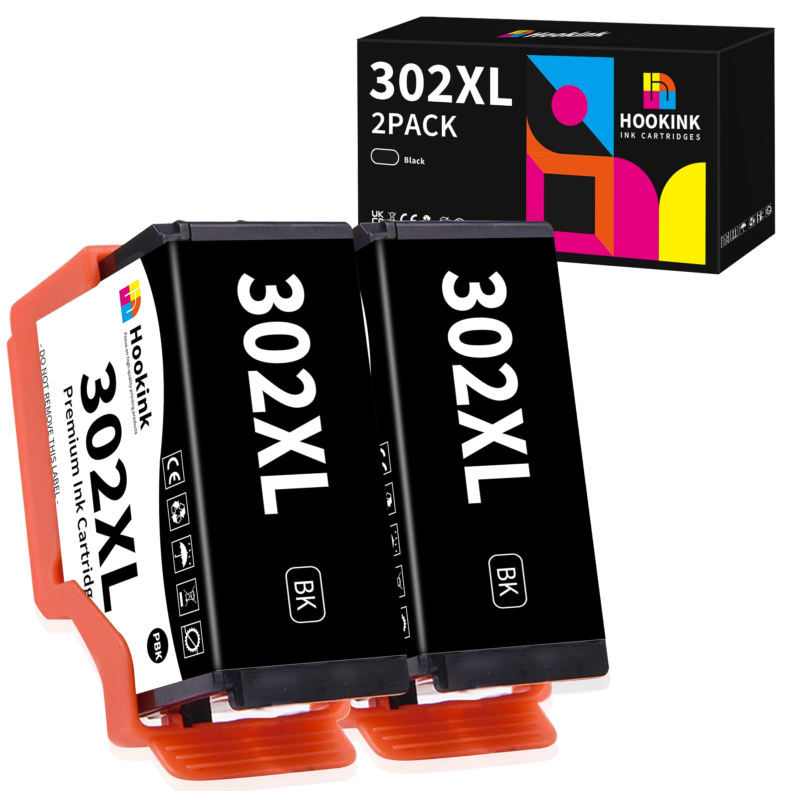 Amazon.com: Hookink 302XL Black Ink Cartridges Remanufactured Ink ...
