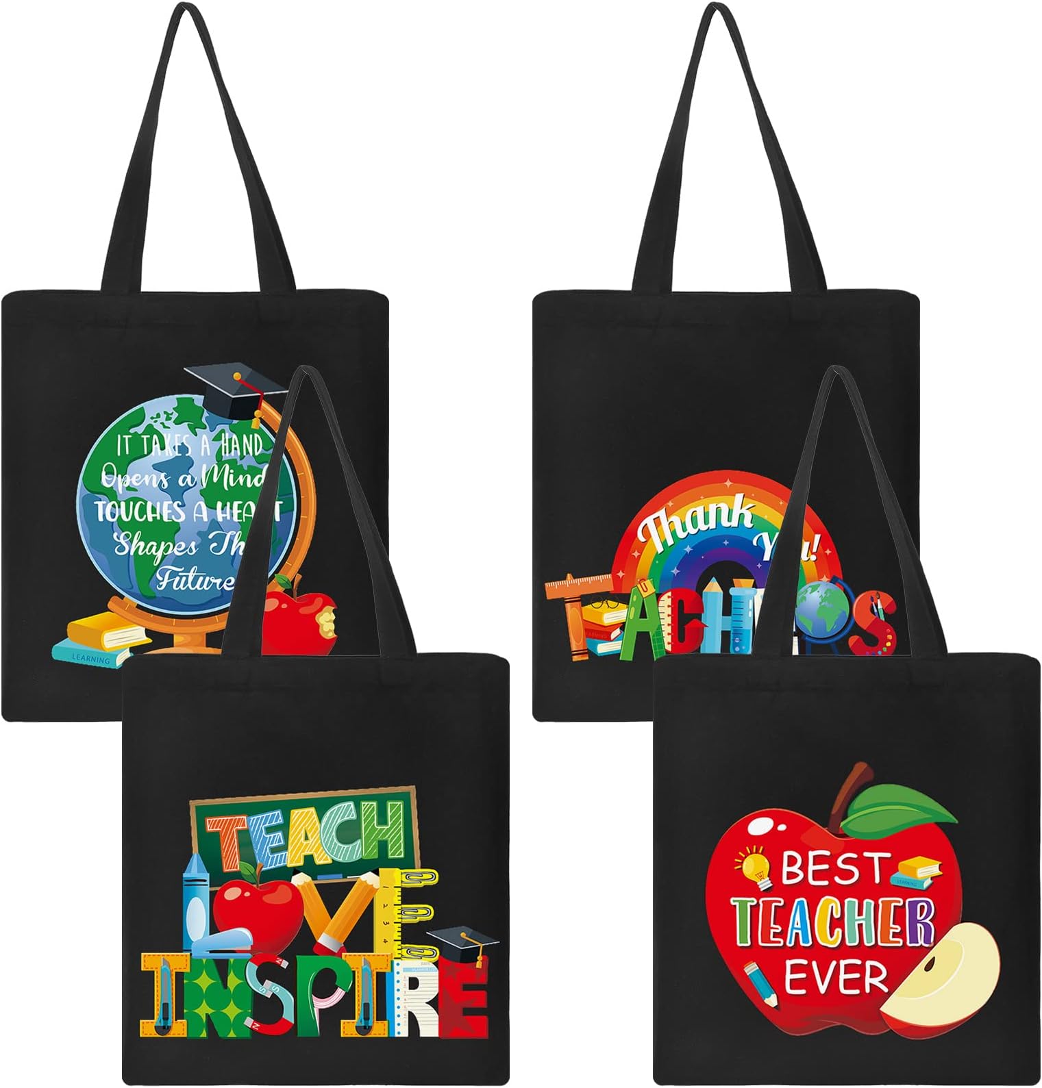 Amazon.com: Saintrygo 4 Pack Teacher Canvas Tote Bags Teacher Appreciation Gifts Supplies for ...