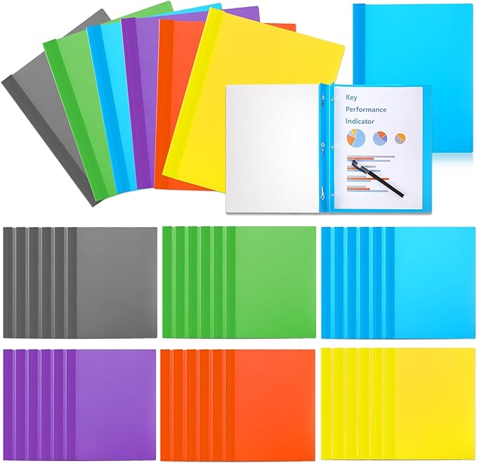 Amazon.com : Tenceur 72 Pcs Report Covers with 3 Prong Fasteners Clear ...