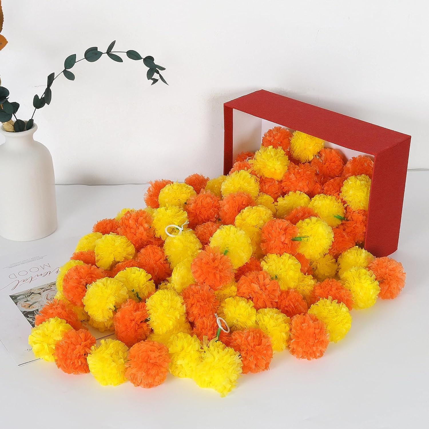 Buy SATYAM KRAFT 5 pcs of Artificial Marigold Galgota Colorful Hanging ...