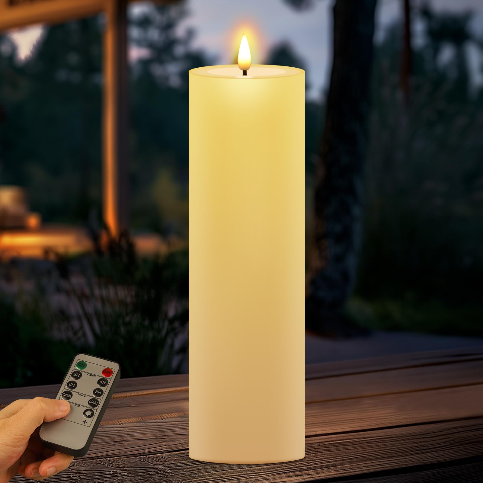 Outdoor Flameless Led Candles With Timer Long Lasting 1pc Battery