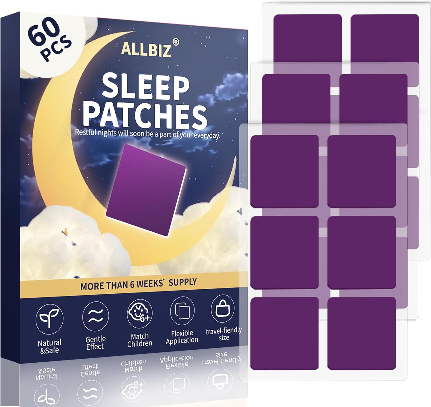 ALLBIZ Sleep Patches,60pcs Gentle Sleeping Patches,Skin-Friendly Aid ...
