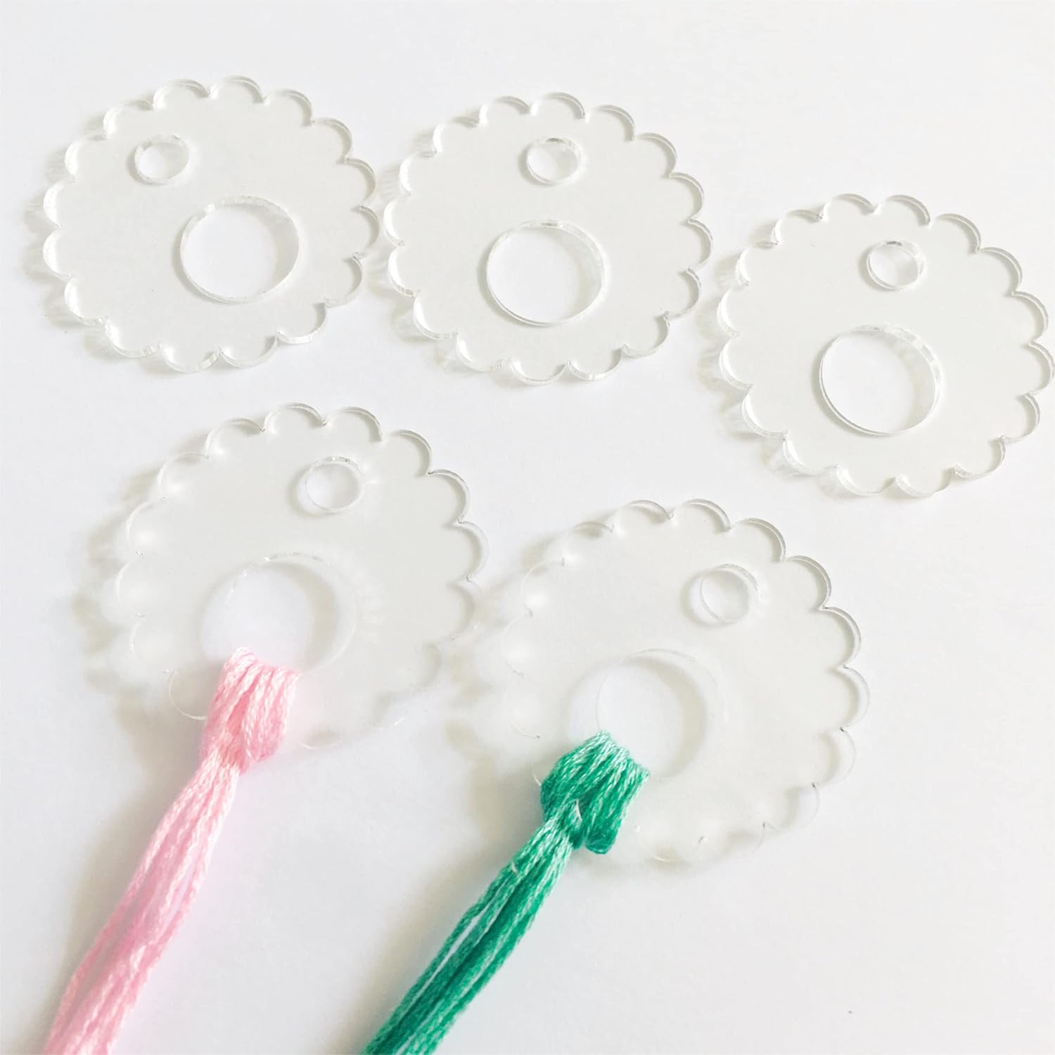 Amazon.com: Clear Flower Shape Acrylic Thread Drops, Acrylic Floss ...