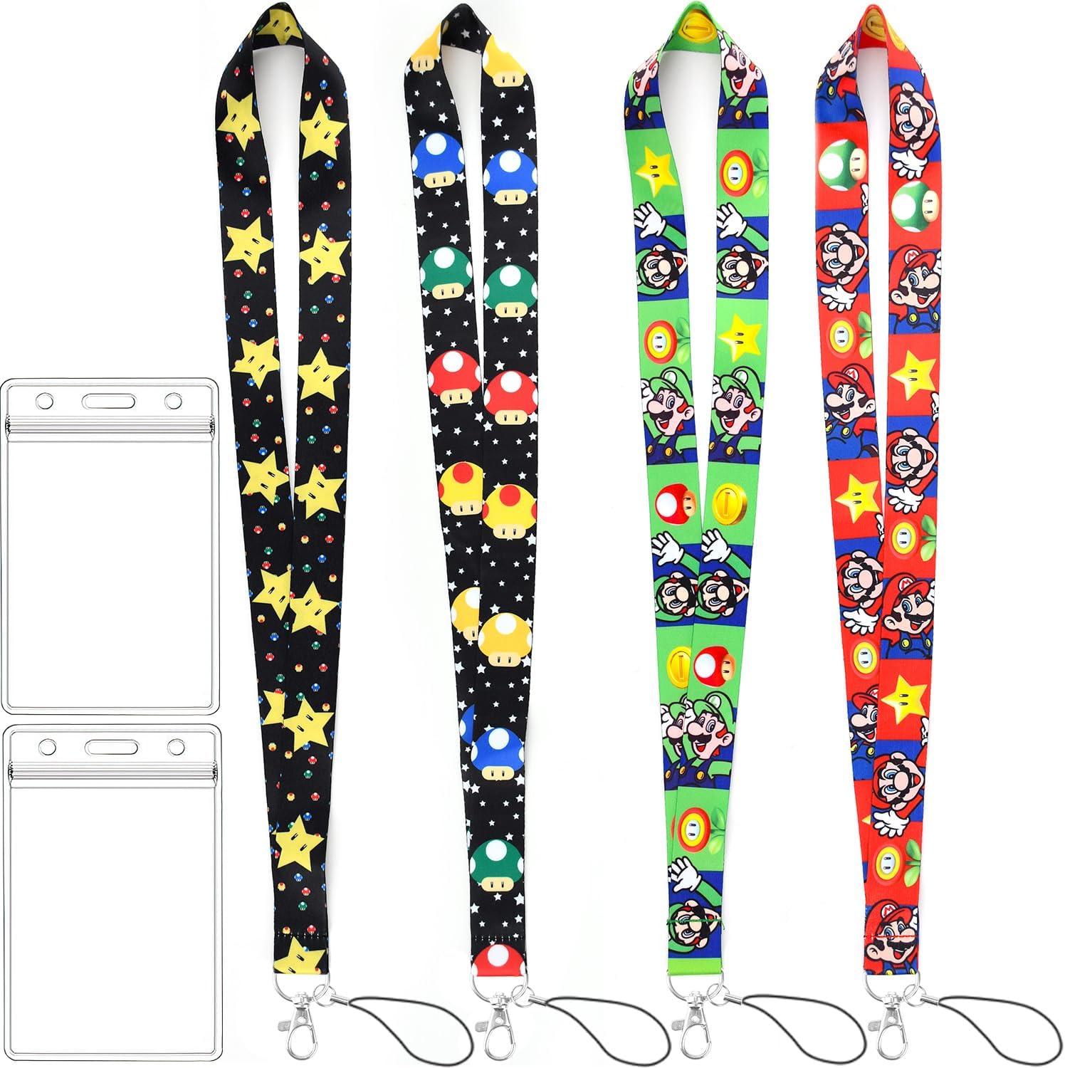 GTOTd Colorful Cartoon Kids Lanyard (4 Pack) with ID Badge Holder (2PCS ...