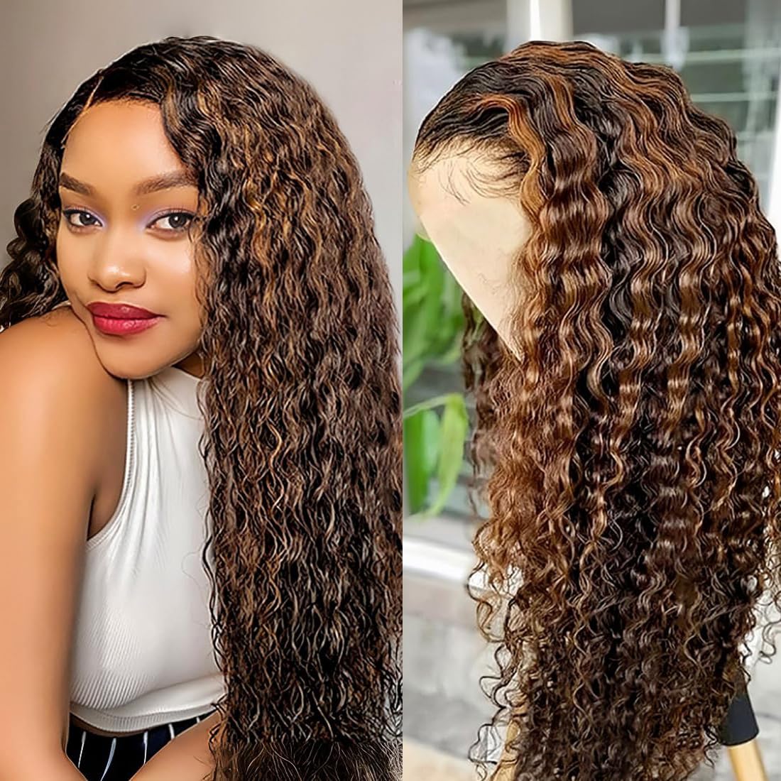 Amazon.com : Aimking 13x6 Highlight Ombre Lace Front Wig Human Hair ...