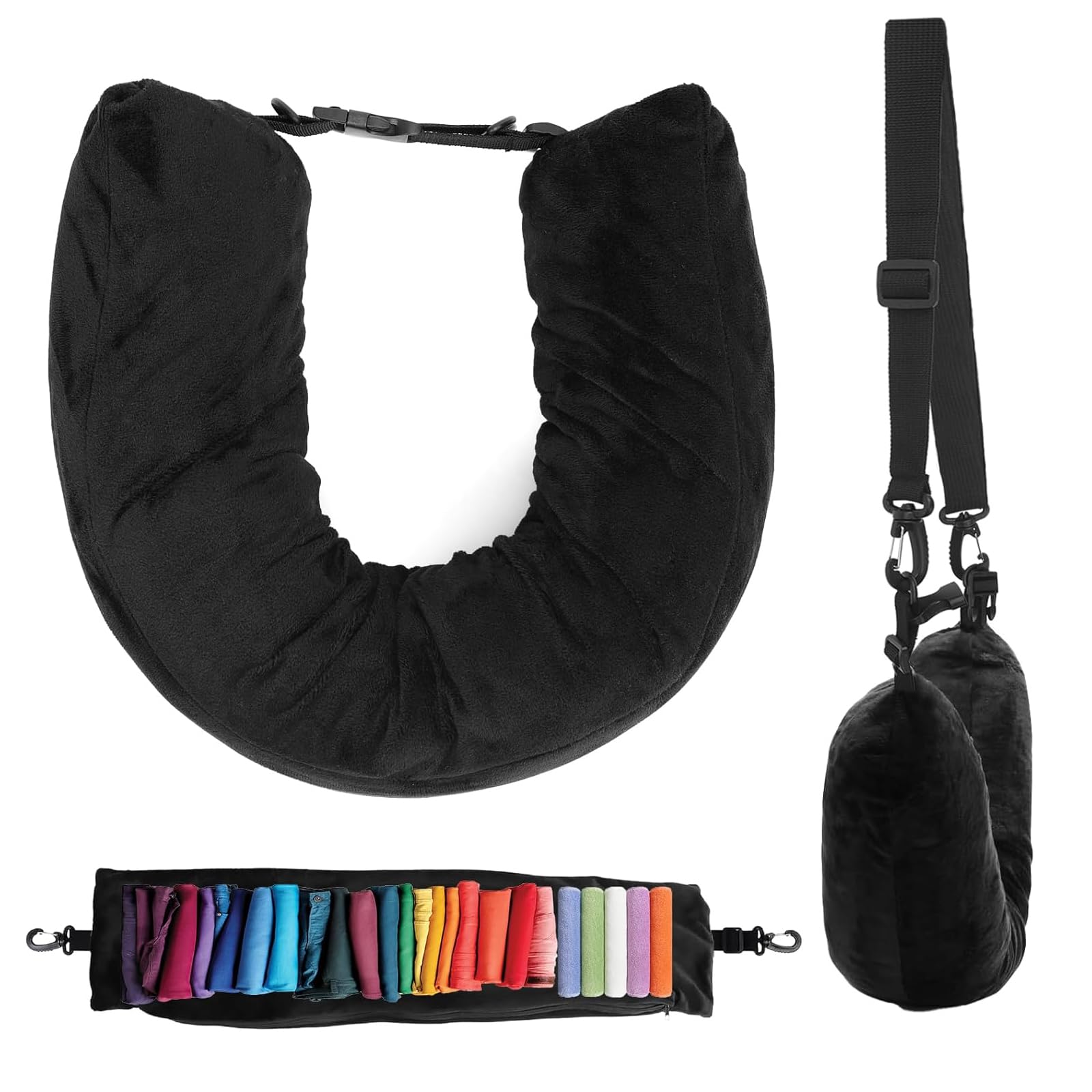 Stuffable Neck Pillow for Travel, Portable Neck Pillow, Adjustable ...