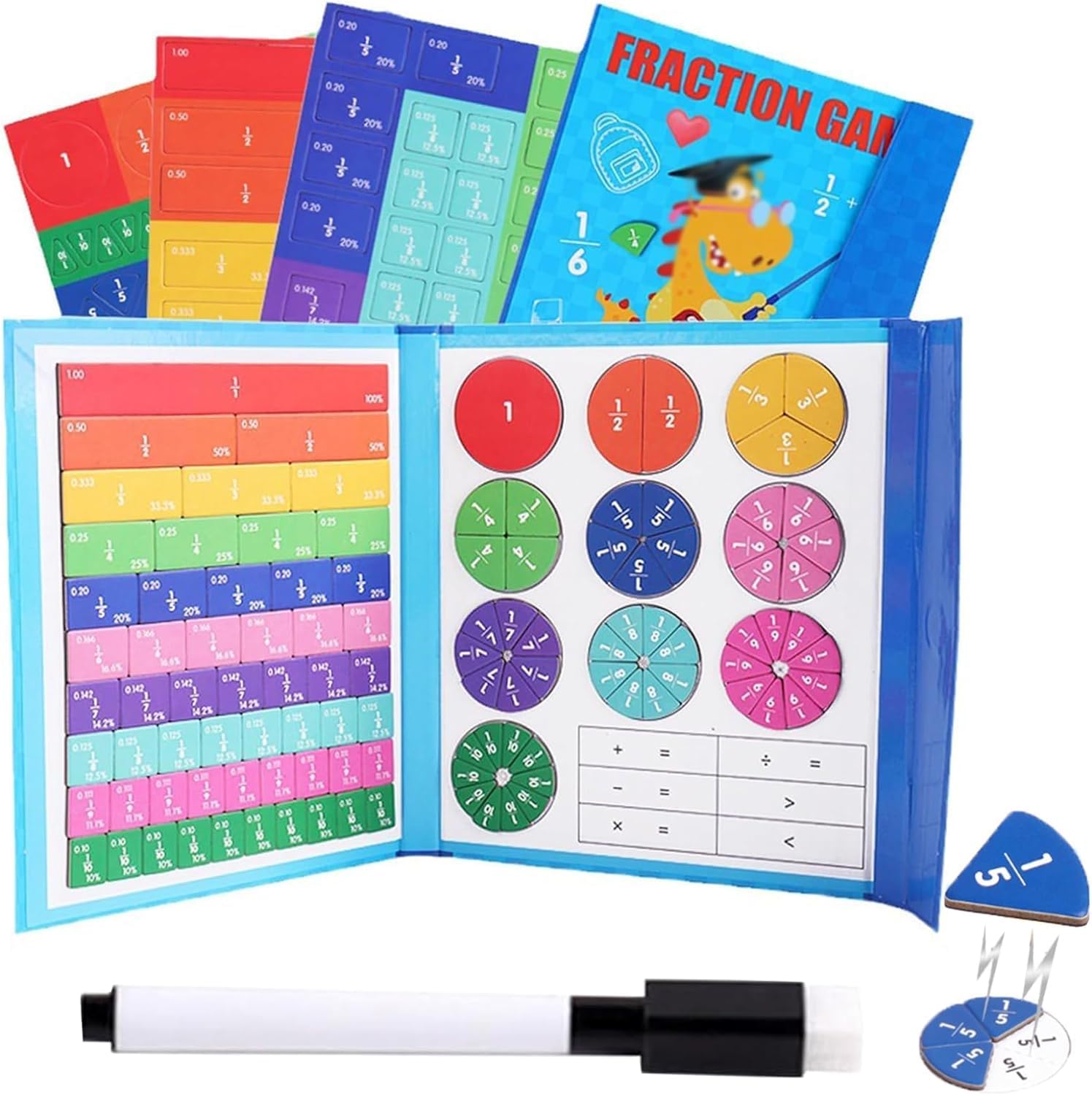 Amazon.com: Magnetic Fraction Educational Puzzle, Magnetic Fraction ...