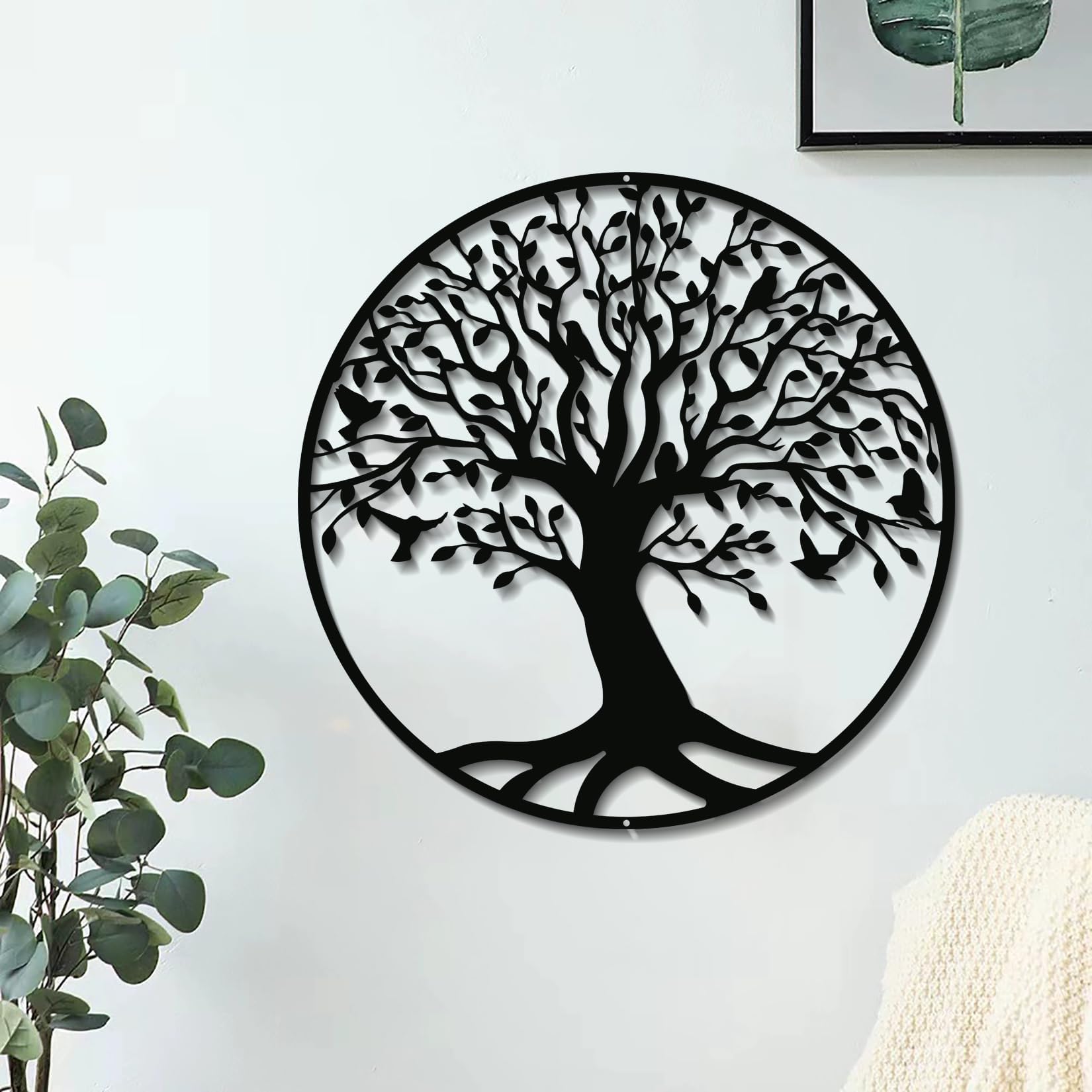 Amazon.com: Landhoow Metal Wall Art Family Tree Metal Wall Decor Black ...