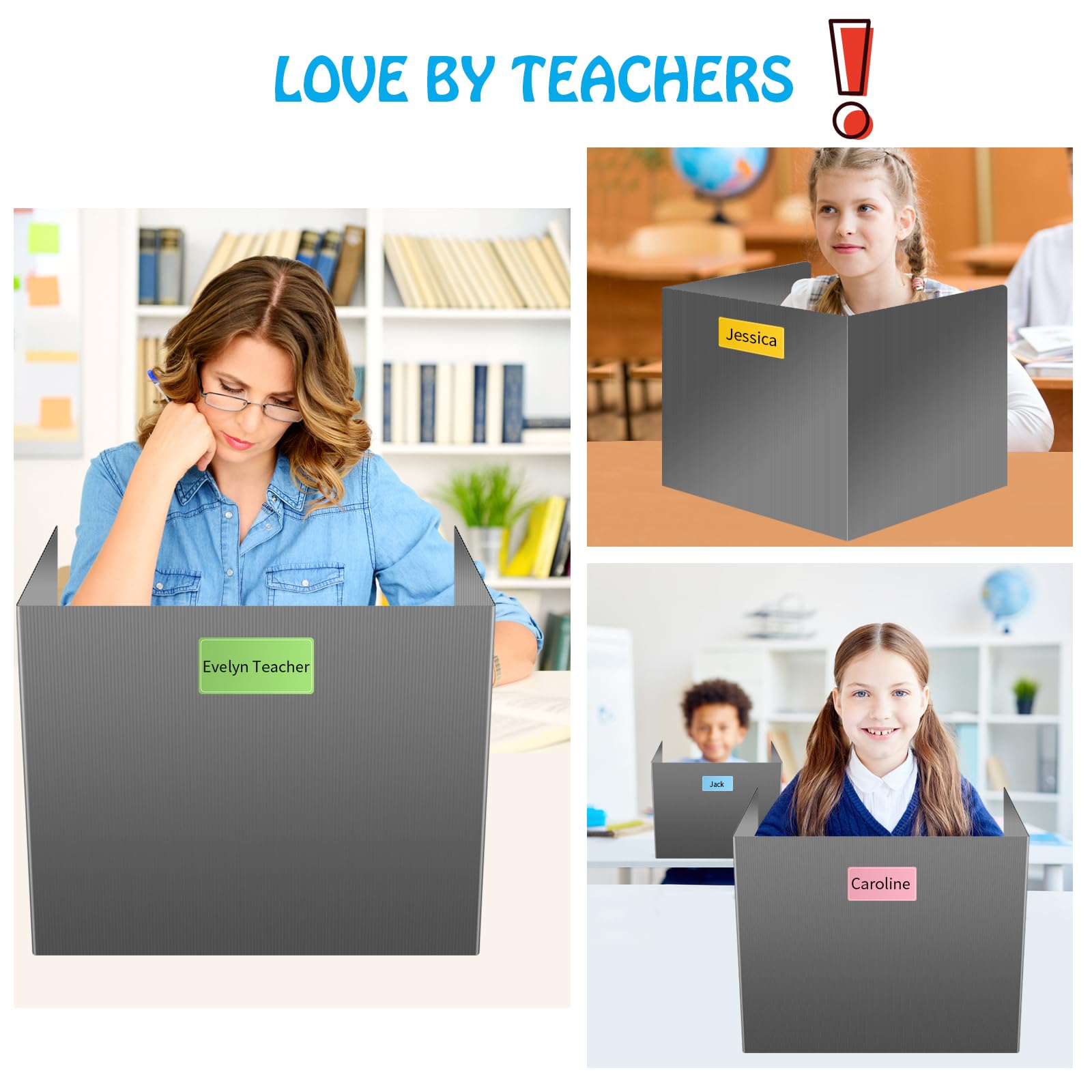 Snapklik.com : Gray 8-Pack Desk Dividers For Students, Durable Plastic ...