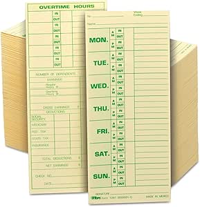Amazon | Time Card for Pyramid Model 331-10, Weekly, Two-Sided, 3-1/2 x ...