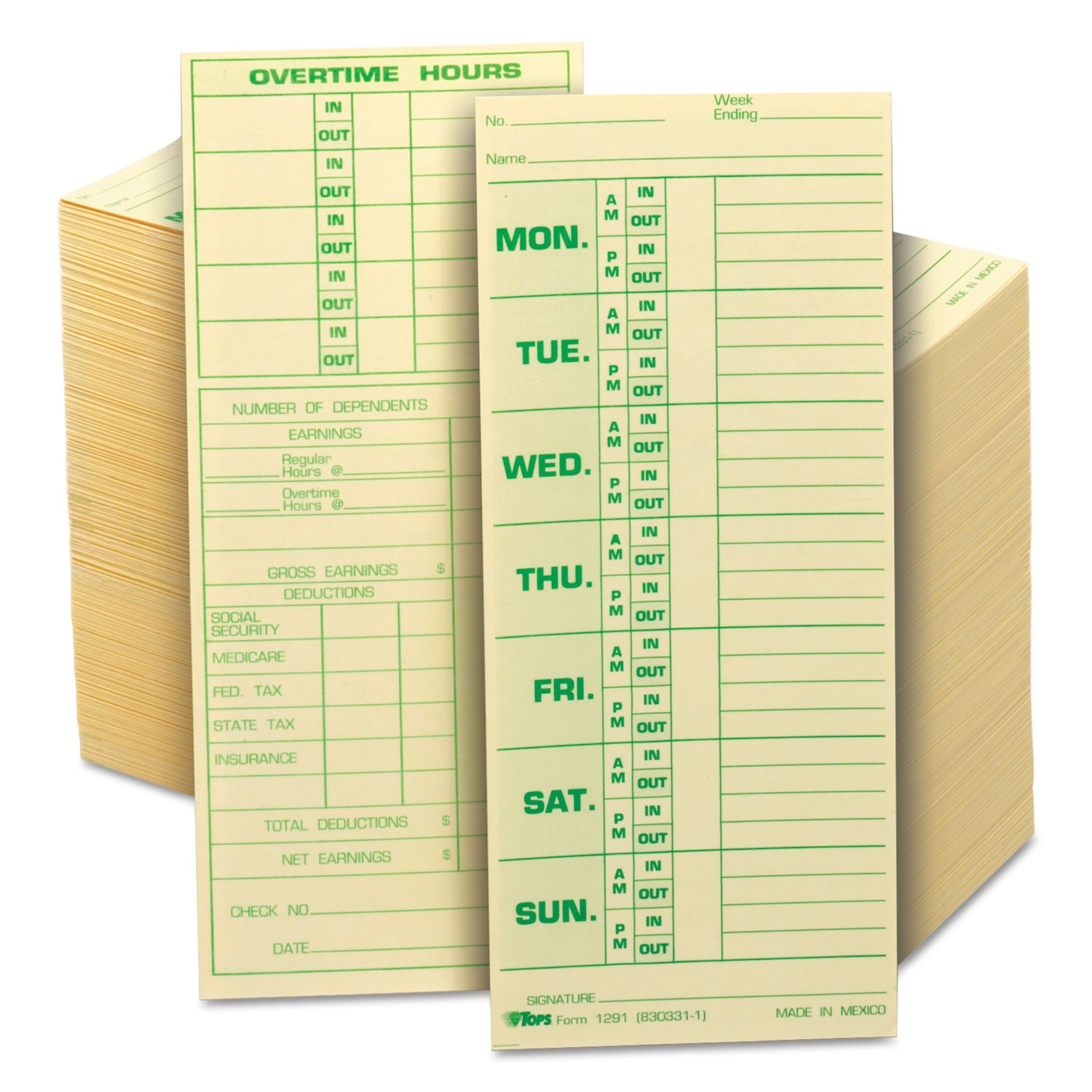 Employee Time Cards 2 Sided
