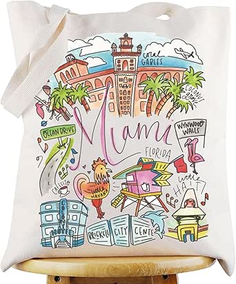 Amazon.com: G2TUP Miami Florida Travel Tote Bag Miami Souvenir Gift ...