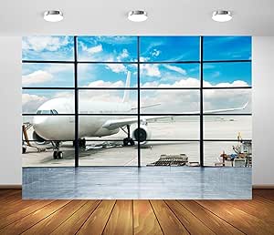 Amazon.com : BELECO 15x8ft Fabric Airport Airplane Backdrop Airport ...