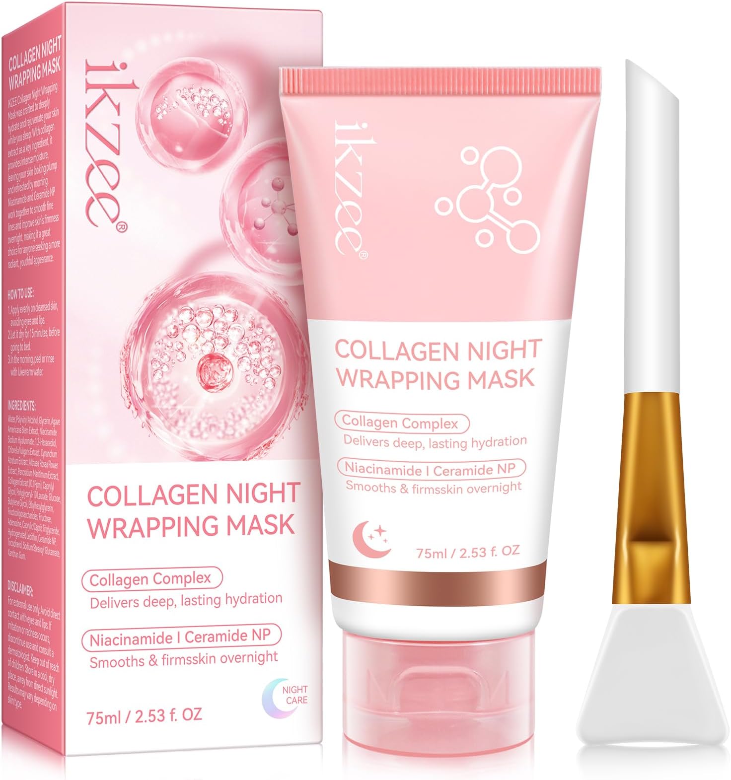 Amazon.com : IKZEE Collagen Night Wrapping Mask, Collagen Overnight ...