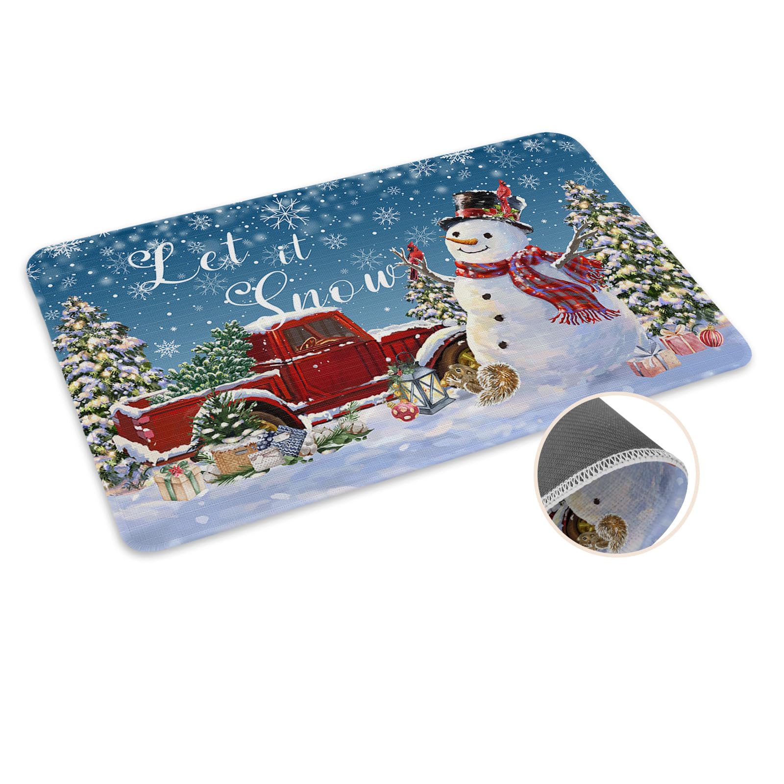 Amazon.com: Christmas Snowman Doormat Cardinal Bird Snowman Truck ...