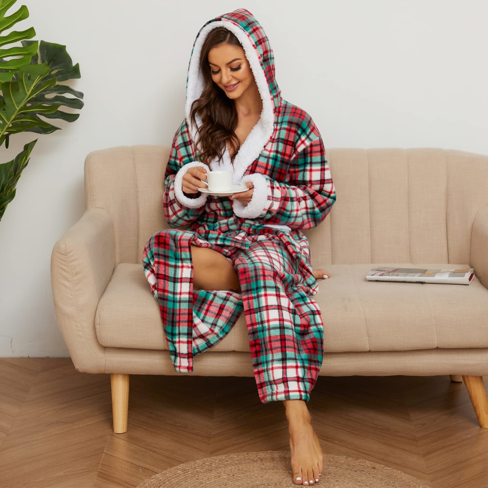 Snapklik.com : Iniber Plush Robes For Women, Womens Robe Long, Fuzzy ...