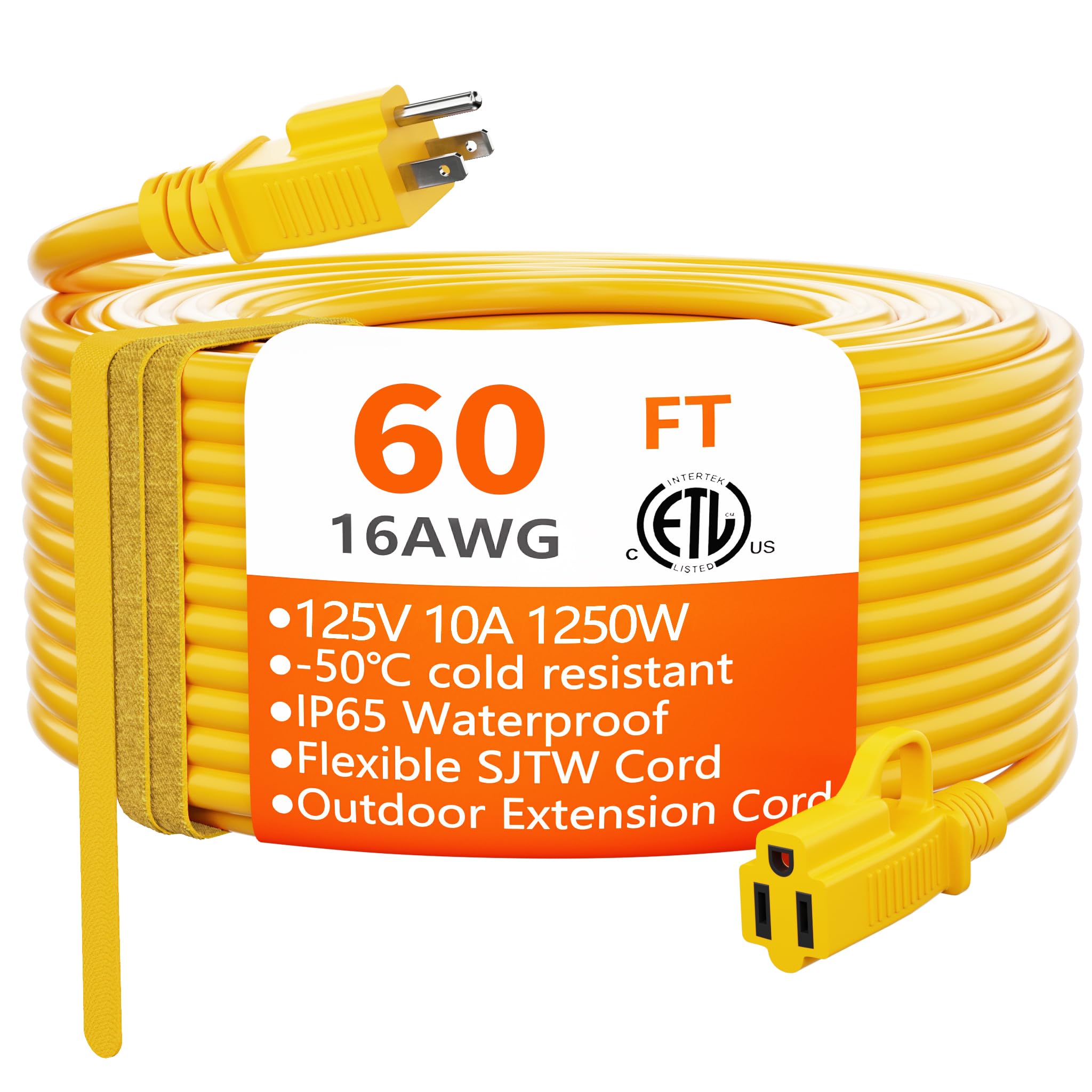 Amazon.com: HUANCHAIN Outdoor Extension Cord 60 Foot Waterproof, 16/3 ...