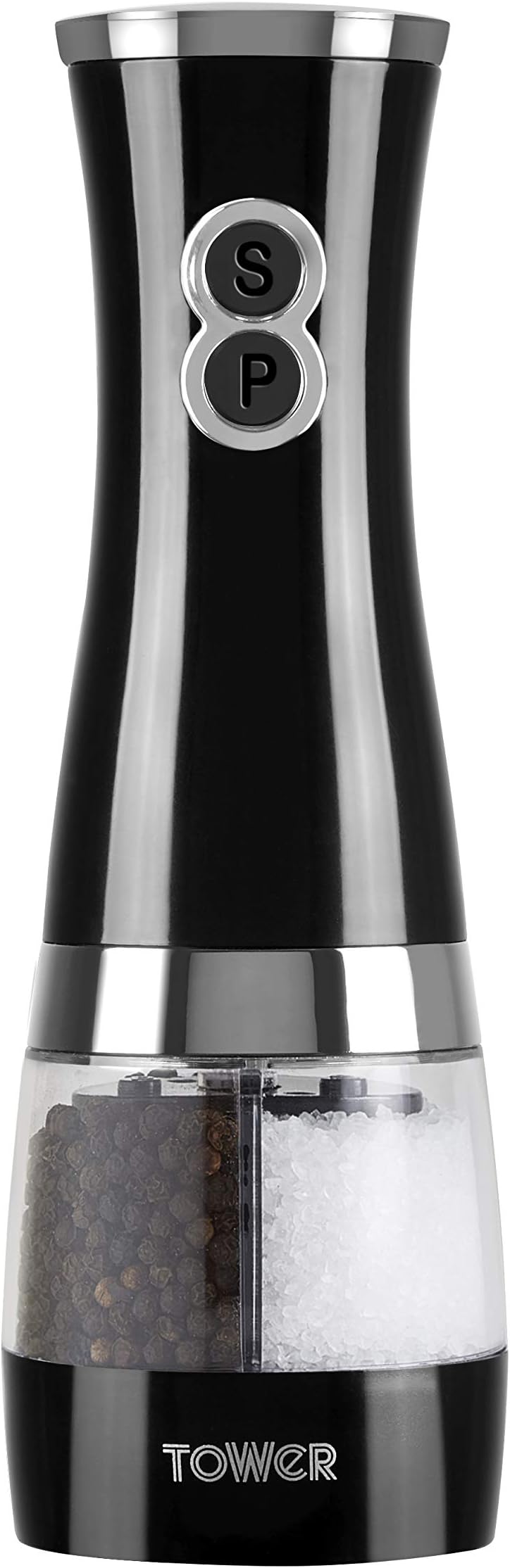 Tower T847004BLK Electric Salt and Pepper Mills, Battery Operated with ...
