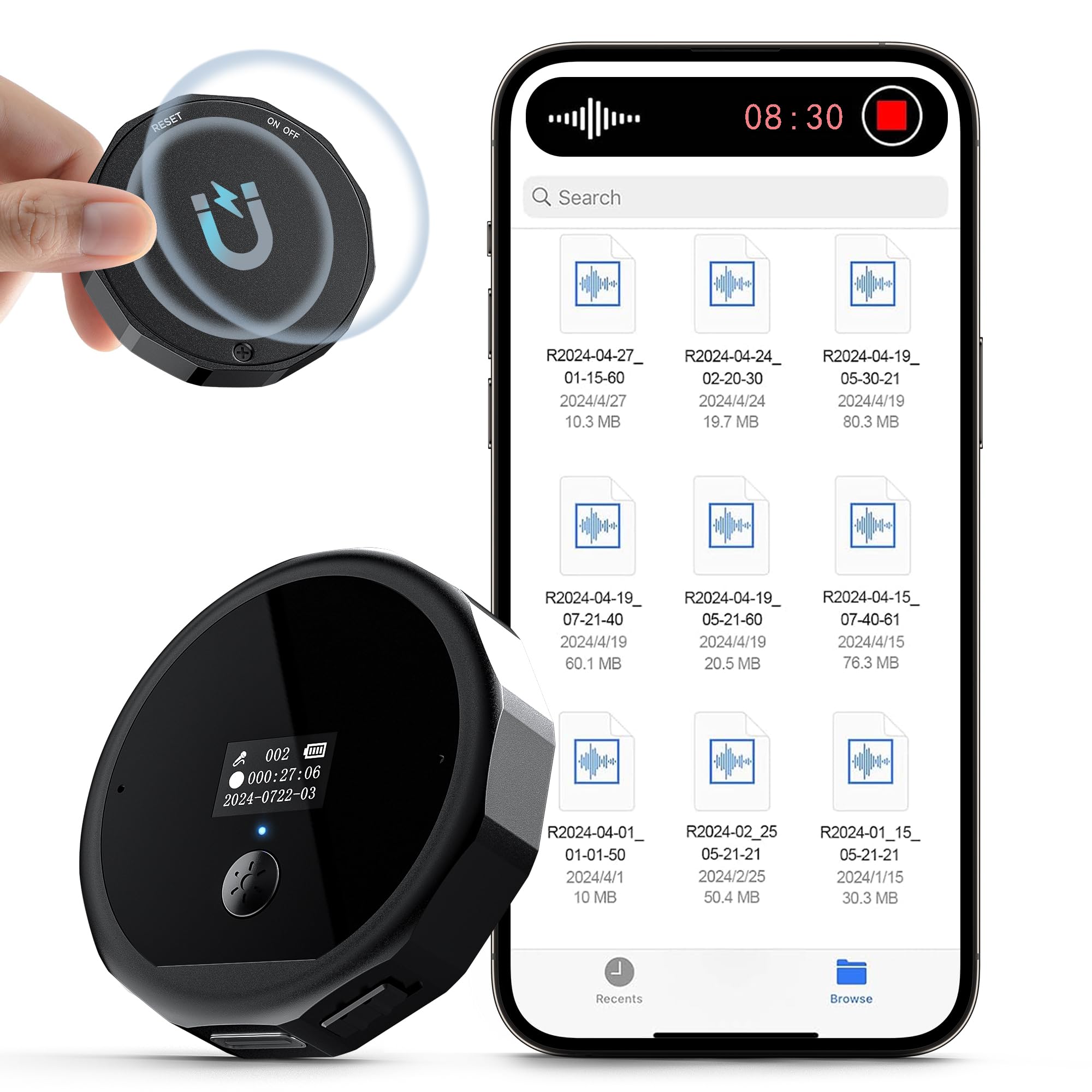 Amazon.com: DEOVCVN 128G (1600 Hour) Magnetic Voice Activated Recorder ...