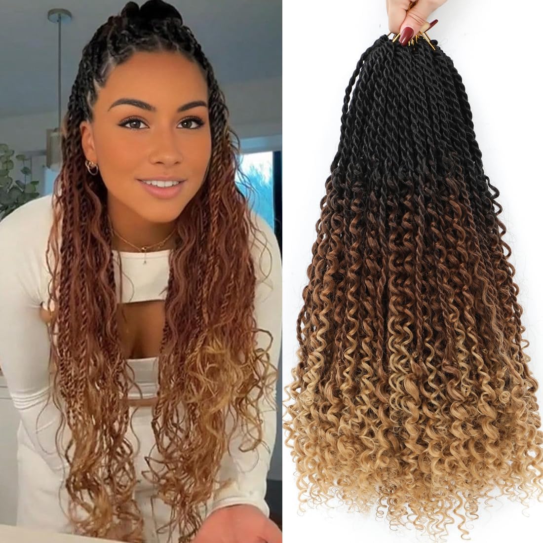 Amazon.com : CISINPO Boho Twist Crochet Hair 12 Inch, 8 Packs Wavy ...