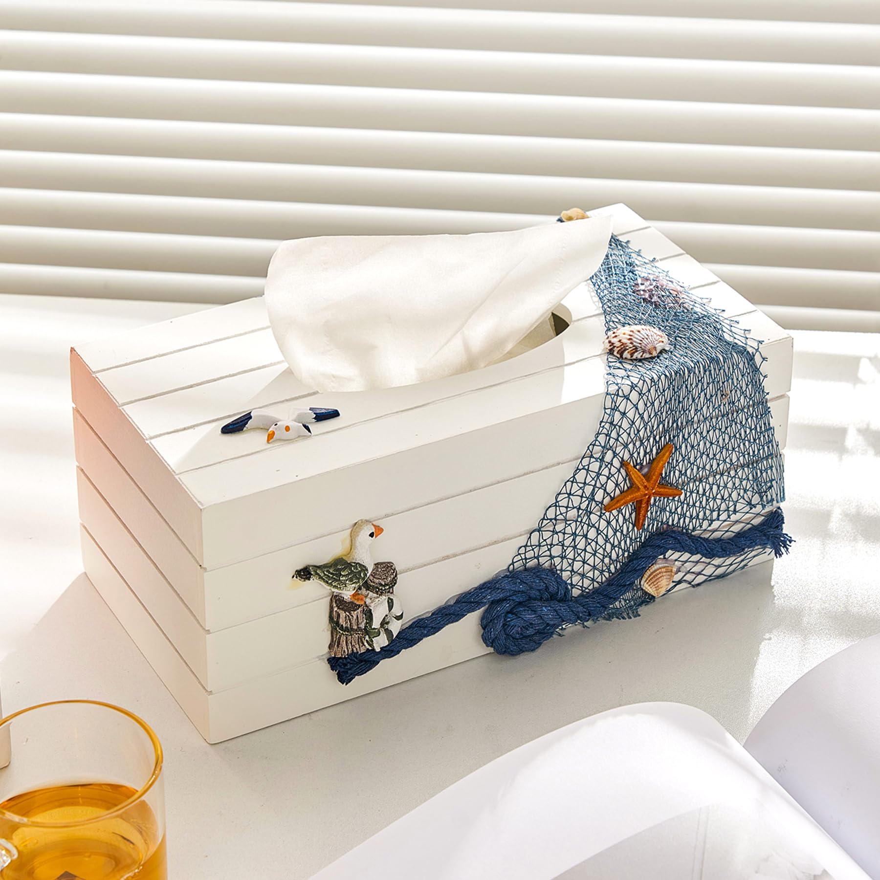 Amazon.com: Wood Tissue Box Cover, Ocean Beach Decor Theme Tissue Box ...
