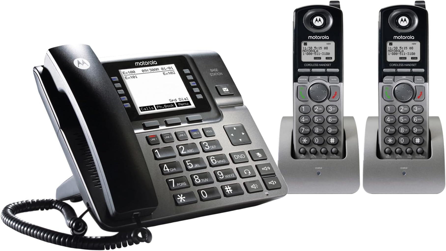 Amazon.com: Motorola 4 line Phone System Bundle, 2 Additional Cordless ...