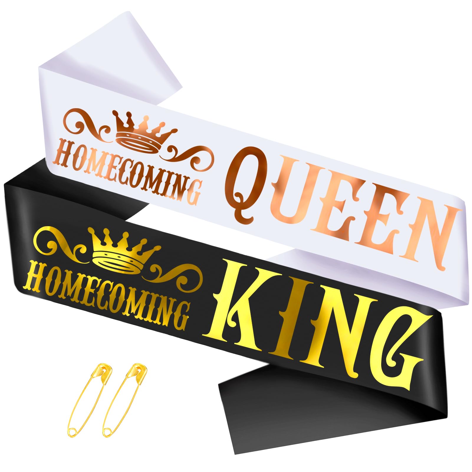 Amazon.com: Generic 2 Pcs Homecoming King and Queen Sashes with Gold ...