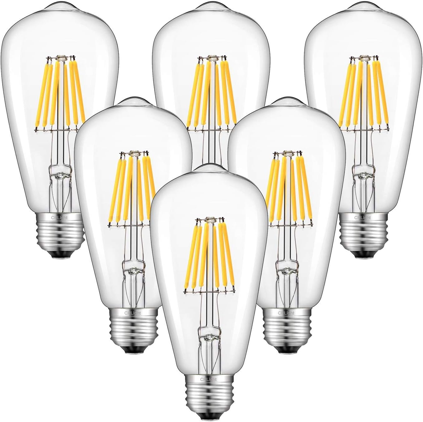 CRLight 6W Dimmable LED Edison Bulb 3200K Soft White, 700LM 70W ...