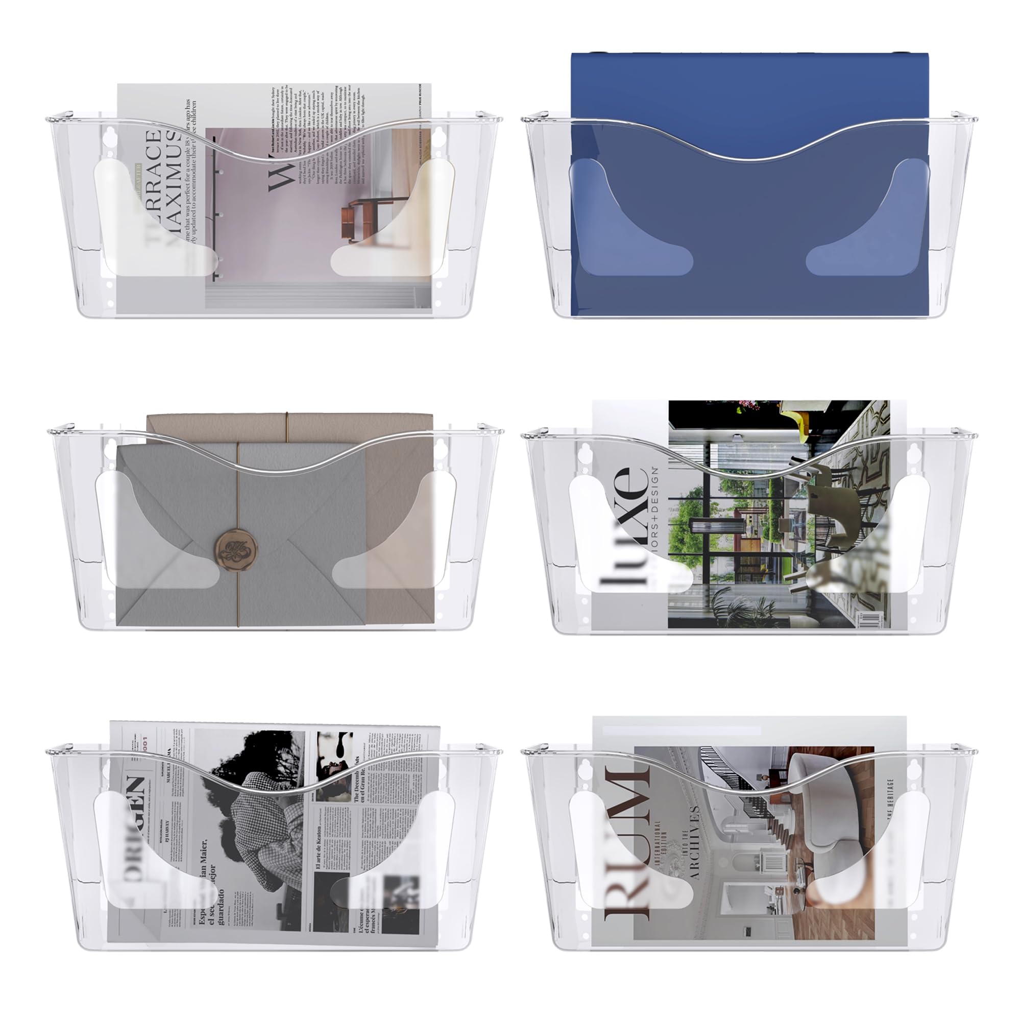 Senloglb Hanging File Folders 6 Pack, Acrylic Mail Organizer, Super ...