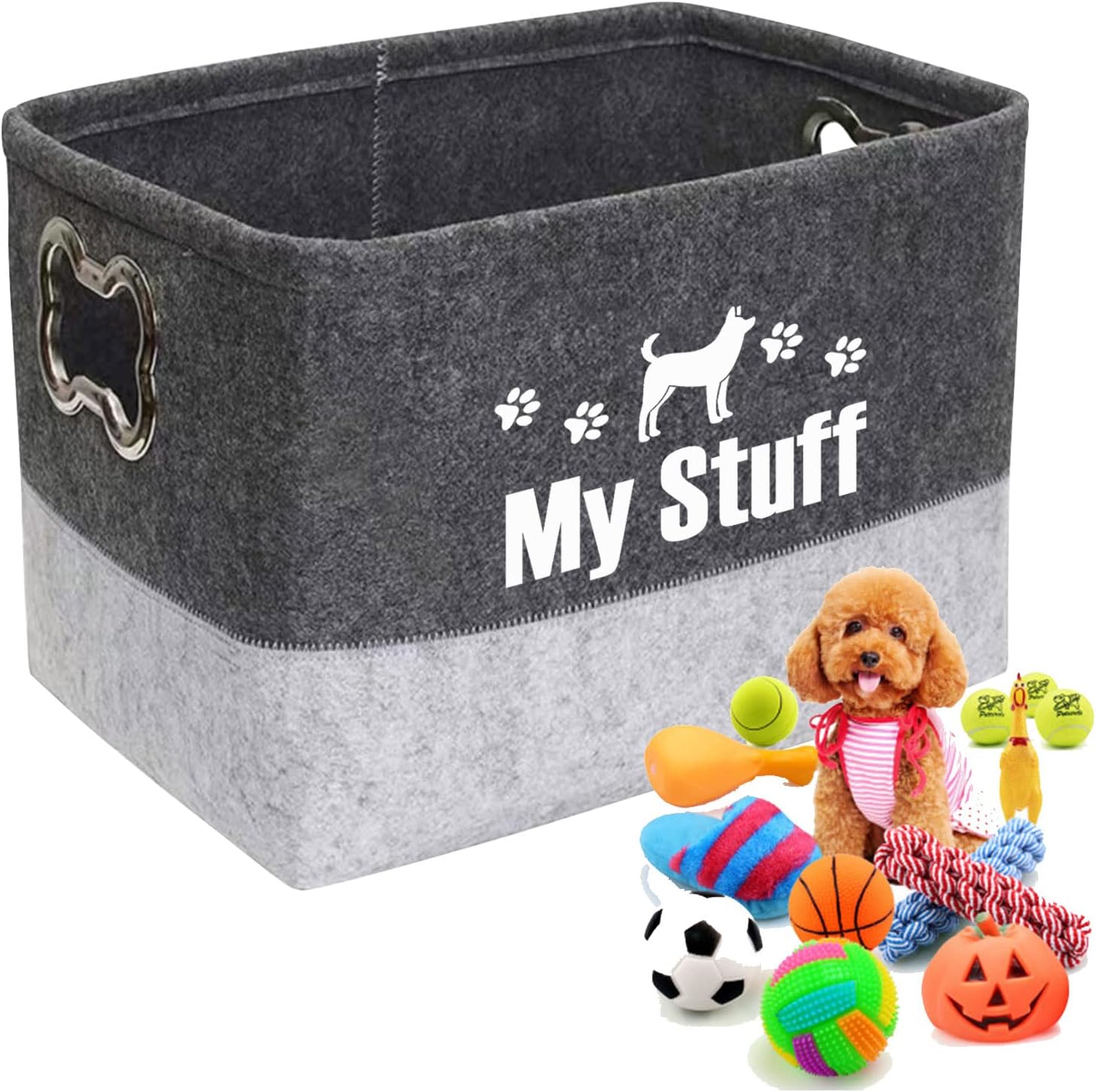 Pethiy Canvas Dog Toy Storage Dog Toy Basket Box for dog toy bins, Dog ...