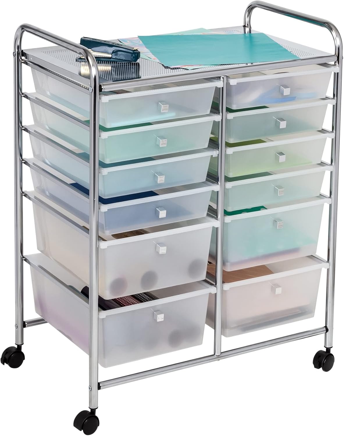 Amazon.com: 12-Drawer Rolling Craft Storage Or Office Cart, Chrome ...