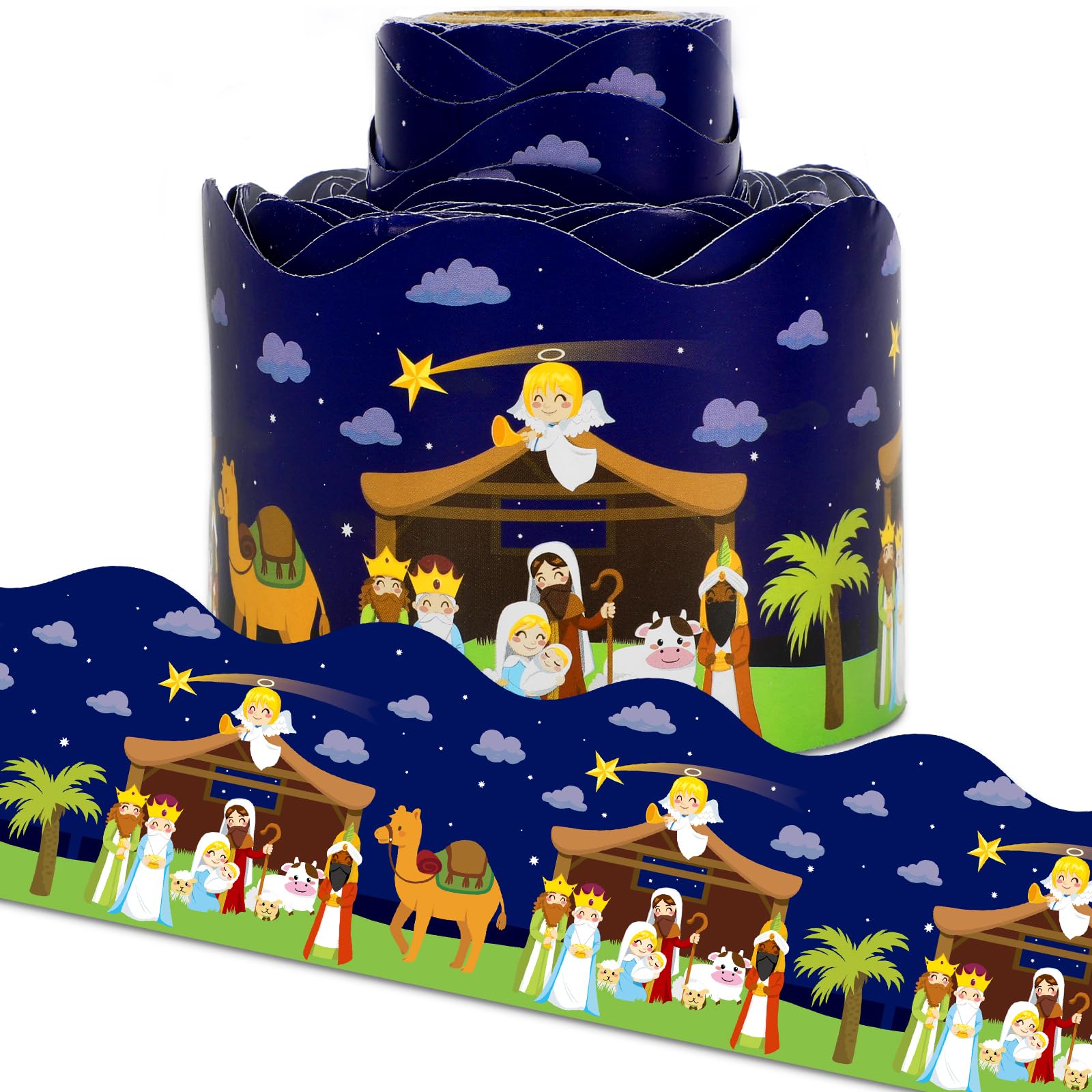 Amazon.com: Whaline 32.8ft Holy Nativity Bulletin Board Borders ...