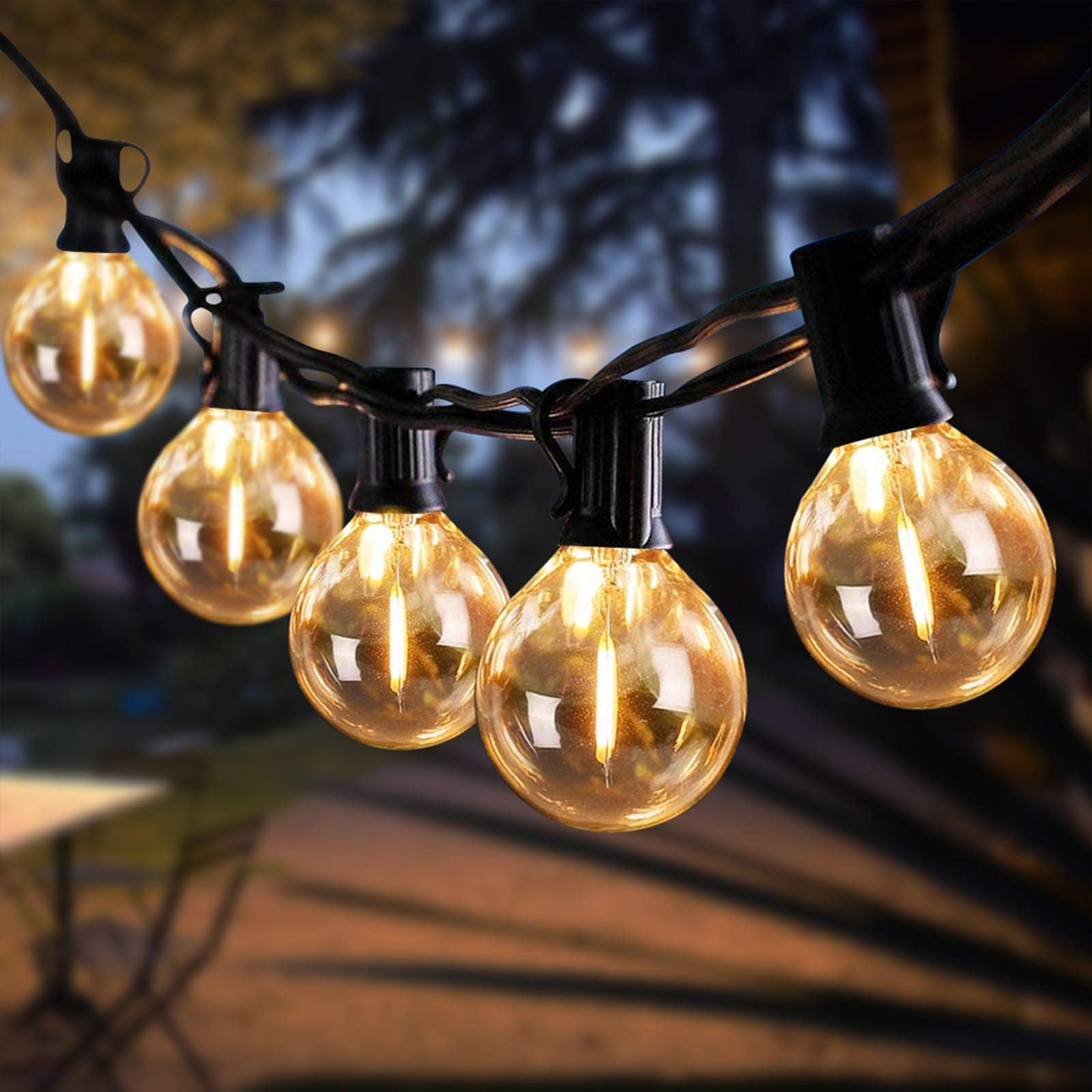 HELPLEX 60 FT LED Outdoor String Lights, 2 Pack 30Ft G40 Patio Lights ...